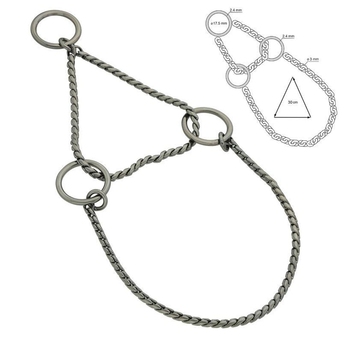 Snake Ø5mm - L60cm Halv Strup, Anthracite, Sorma - Dogtail